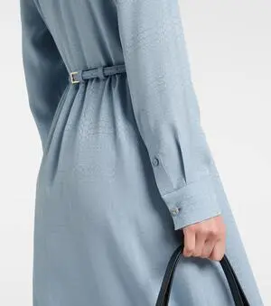 Gucci Interlocking G Belted Silk Shirt Dress