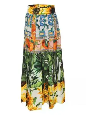 Dolce & Gabbana Printed Midi Skirt - Yellow