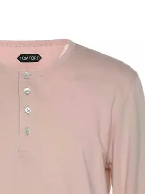 TOM FORD Henley Button-placket Long-sleeve T-shirt - Pink