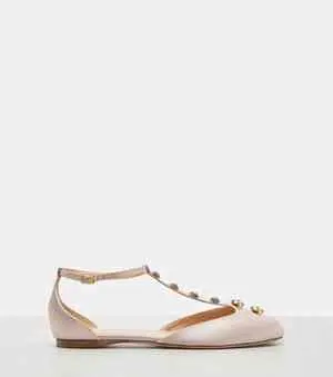 Chloé Celeste Embellished Satin Flats