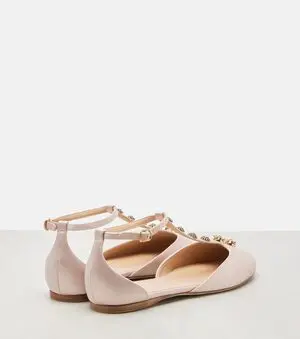 Chloé Celeste Embellished Satin Flats - Beige