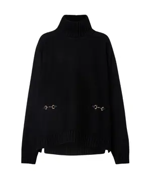 Gucci Horsebit Wool-blend Turtleneck Sweater - Black
