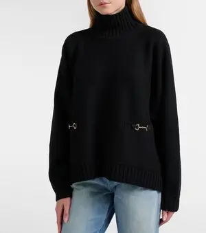 Gucci Horsebit Wool-blend Turtleneck Sweater - Black