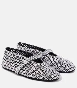 Alaïa Embellished Suede Mary Jane Flats - Black
