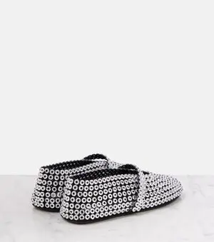 Alaïa Embellished Suede Mary Jane Flats - Black