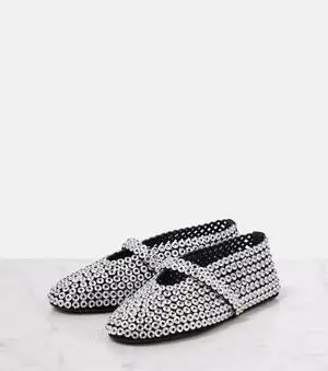 Alaïa Embellished Suede Mary Jane Flats - Black