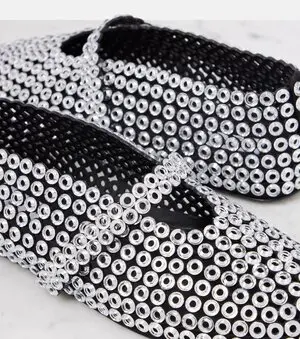 Alaïa Embellished Suede Mary Jane Flats - Black