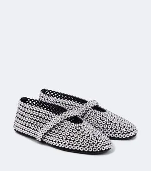Alaïa Embellished Suede Mary Jane Flats - Black