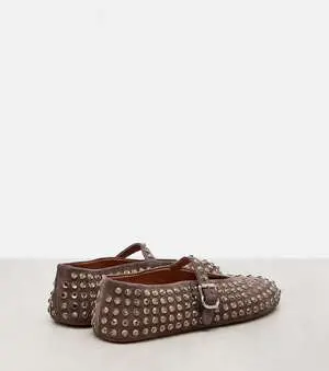 Alaïa Embellished Suede Mary Jane Flats