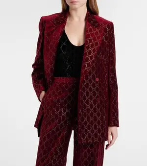 Gucci Gg Embellished Cotton Velvet Blazer