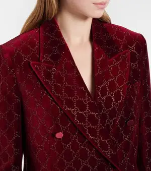 Gucci Gg Embellished Cotton Velvet Blazer