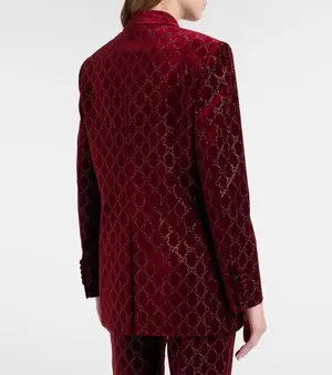 Gucci Gg Embellished Cotton Velvet Blazer