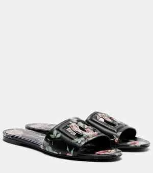 Dolce & Gabbana Floral Leather Slides