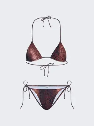 Jean Paul Gaultier Python Print String Bikini Set - Brown