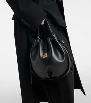 FERRAGAMO Hug Leather Bucket Bag - Black