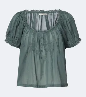 DÔEN Frederica Cotton Voile Top - Green