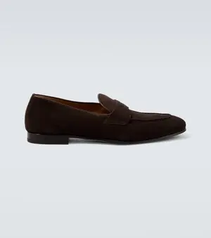 Kiton Suede Penny Loafers - Brown
