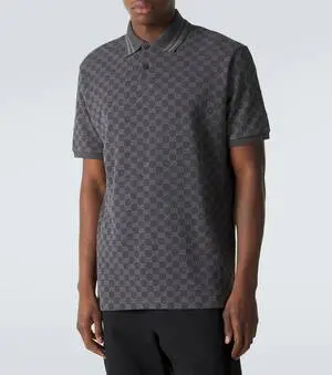 Gucci Gg Cotton Piqué Jacquard Polo Shirt - Grey