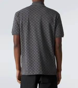 Gucci Gg Cotton Piqué Jacquard Polo Shirt - Grey