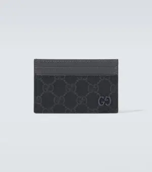 Gucci Gg Canvas And Leather Card Holder - Black