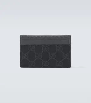 Gucci Gg Canvas And Leather Card Holder - Black