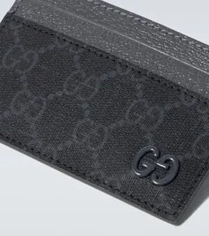 Gucci Gg Canvas And Leather Card Holder - Black