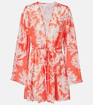 ALEXANDRA MIRO Chloe Floral Georgette Kaftan - White