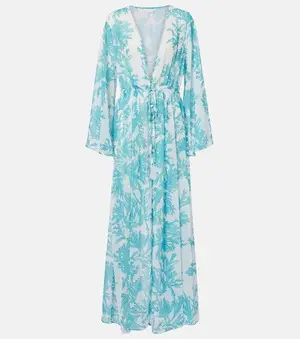 ALEXANDRA MIRO Chloe Floral Georgette Kaftan - White