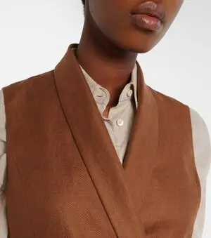 Brunello Cucinelli Monili Linen Vest - Brown