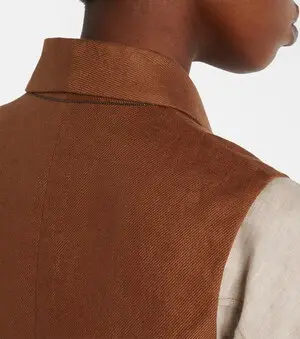 Brunello Cucinelli Monili Linen Vest - Brown