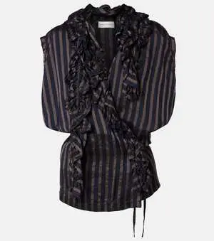 Dries Van Noten Ruffled Striped Top