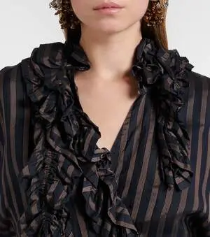 Dries Van Noten Ruffled Striped Top