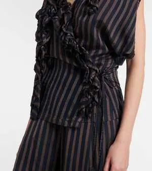 Dries Van Noten Ruffled Striped Top