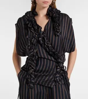 Dries Van Noten Ruffled Striped Top - Blue