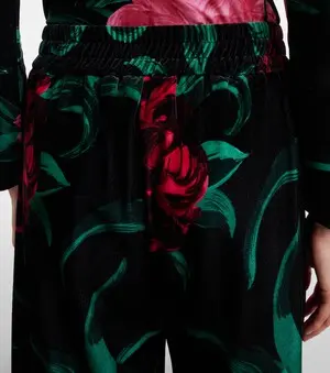 La DoubleJ Floral Velvet Palazzo Pants - Black