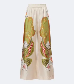 La DoubleJ Floral Silk Twill Palazzo Pants - Multicoloured