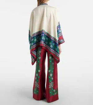 La DoubleJ Floral Silk Twill Palazzo Pants - Red