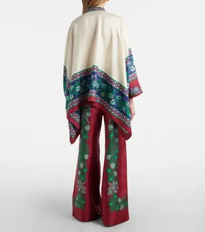 La DoubleJ Floral Silk Twill Palazzo Pants - Red