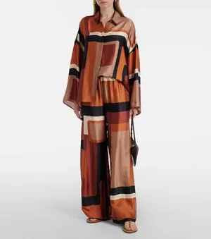 Faithfull The Brand Jensen Printed Satin Palazzo Pants