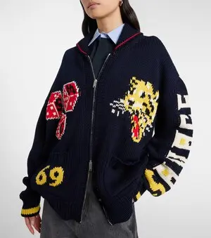 Stella McCartney Intarsia Cotton Zip-up Cardigan