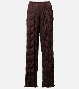Staud Nami Plissé Wide-leg Pants - Brown