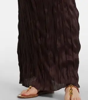 Staud Akari Plissé Halterneck Maxi Dress