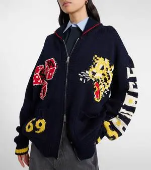 Stella McCartney Intarsia Cotton Zip-up Cardigan