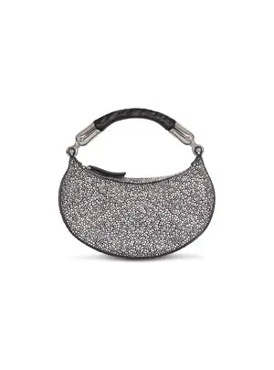Balmain Mini Bag In Suede And Crystals