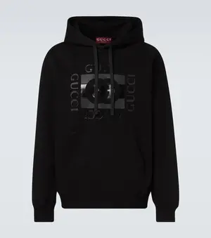 Gucci Logo Cotton Jersey Hoodie - Black
