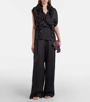 Dries Van Noten Striped Ruffled Top