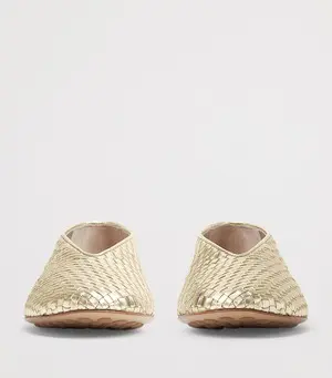 Bottega Veneta Metallic Woven Ballet Flats - Grey