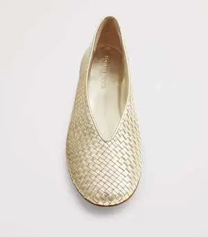 Bottega Veneta Metallic Woven Ballet Flats - Grey