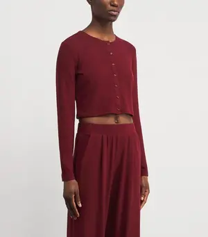 LESET Jersey Lauren Ii Cropped Cardigan - Red