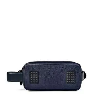 ASPINAL OF LONDON Leather Reporter Wash Bag - Navy